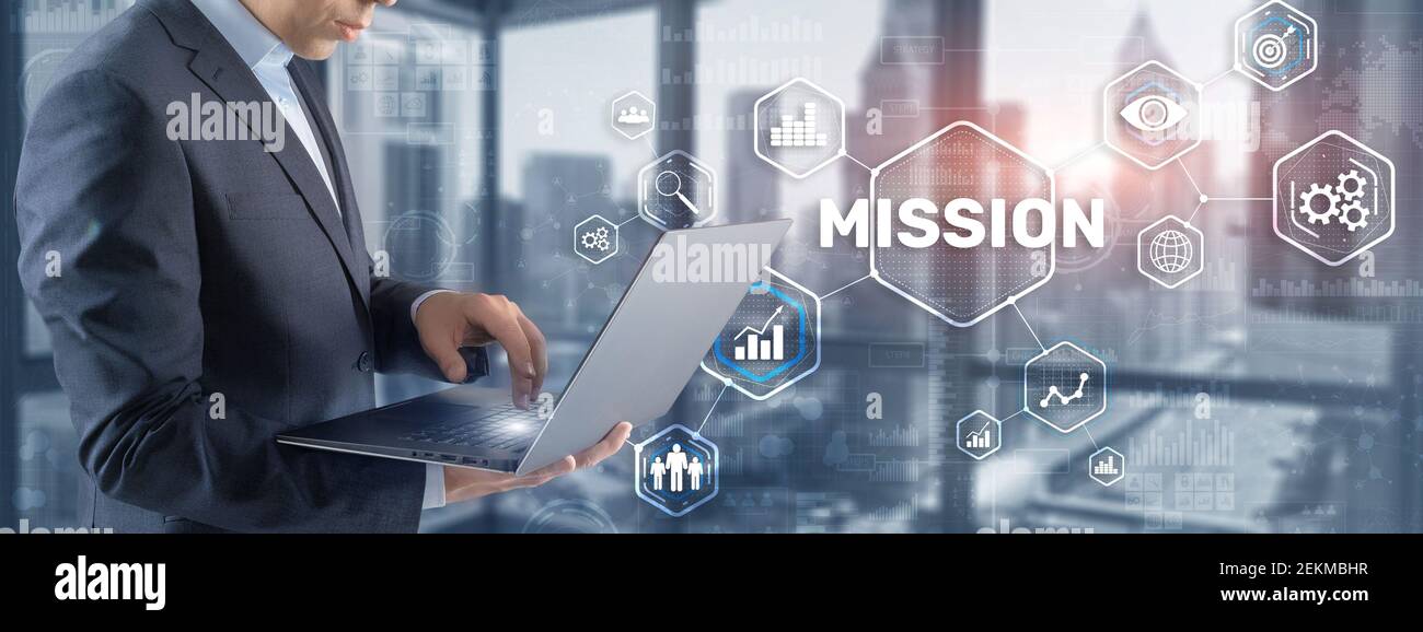 Mission concept. Finacial success chart concept on virtual screen ...