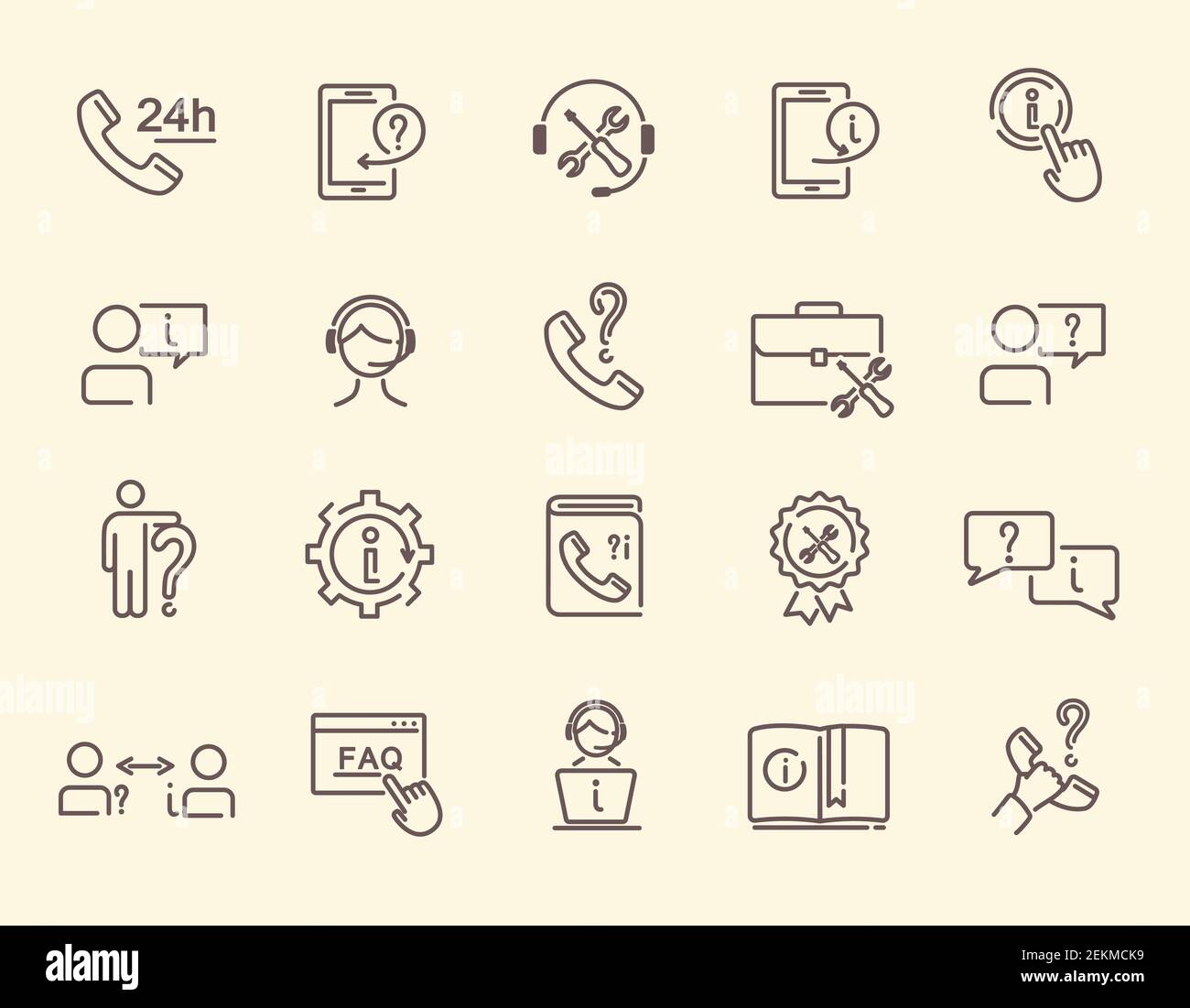 Set of help and support related vector line icons Stock Vector Image ...