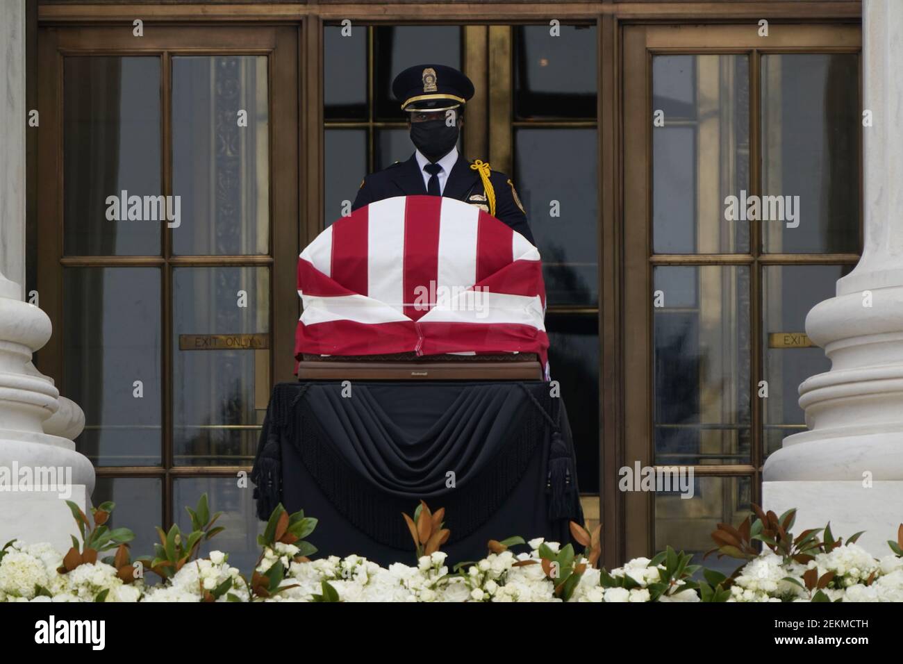 The flag-draped casket of Justice Ruth Bader Ginsburg lies in repose at ...