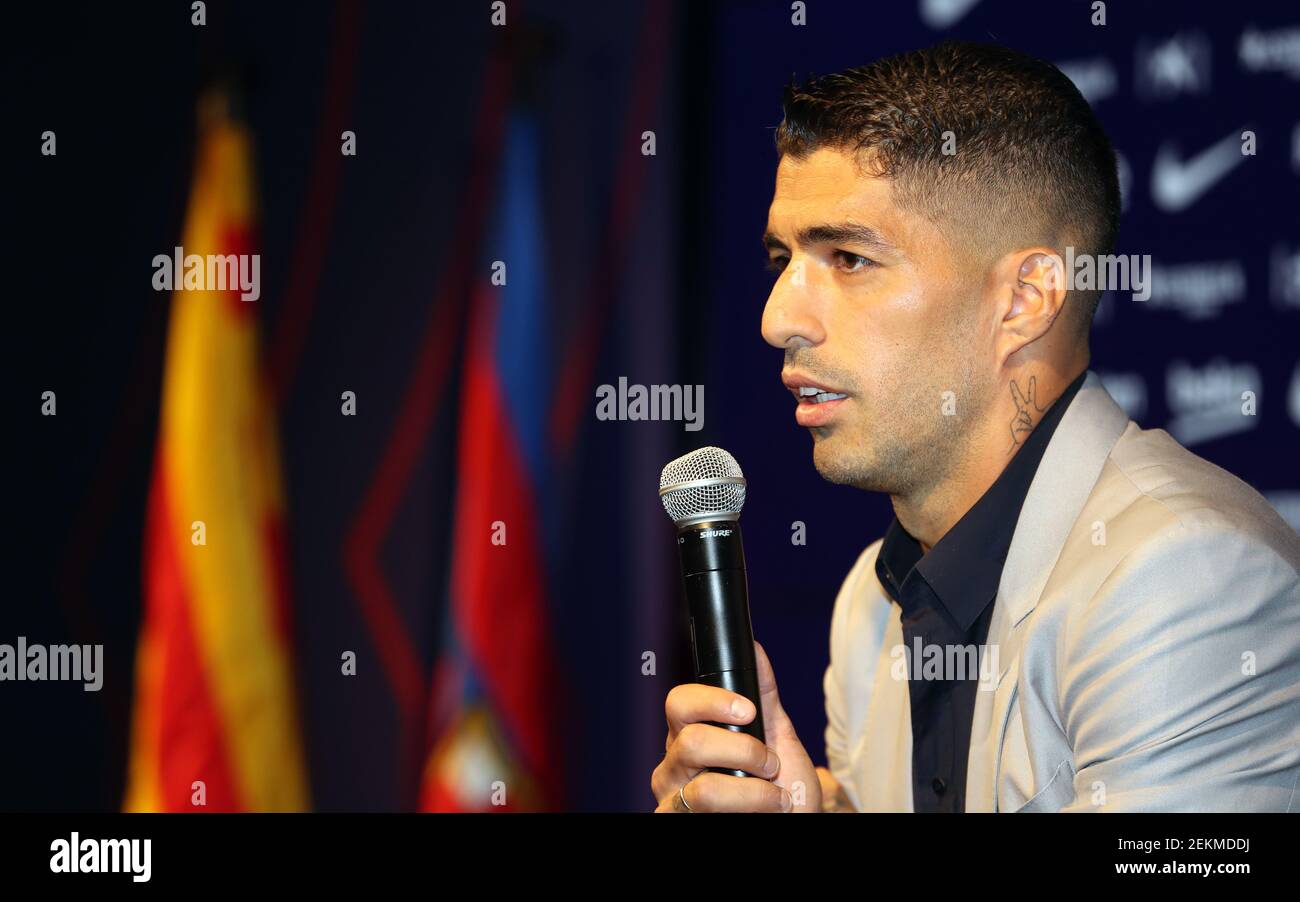 Luis Suarez during is farewell as FC Barcleona player (Photo by pool FC ...