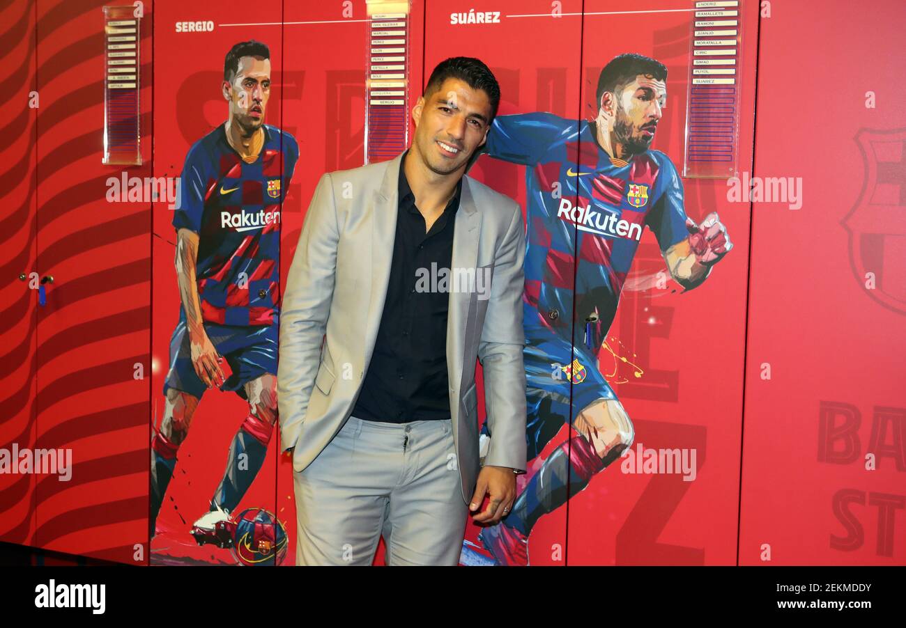 Luis Suarez during is farewell as FC Barcleona player (Photo by pool FC ...