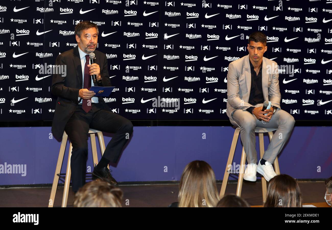 Luis Suarez during is farewell as FC Barcleona player (Photo by pool FC ...