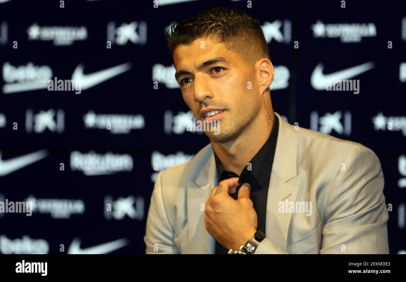 Luis Suarez during is farewell as FC Barcleona player (Photo by pool FC ...