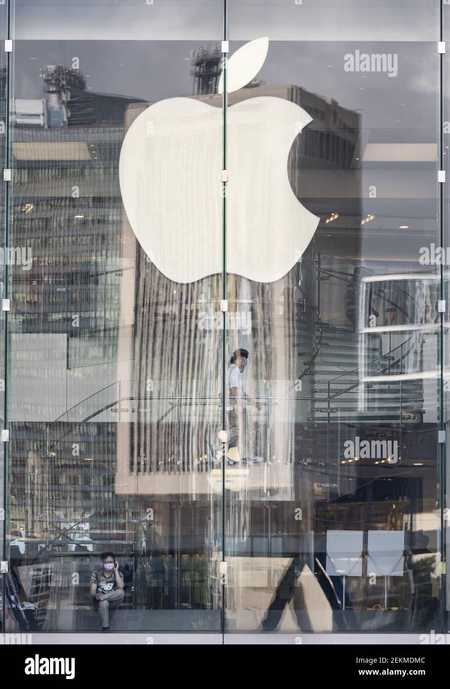 American multinational technology company Apple store and logo seen in ...
