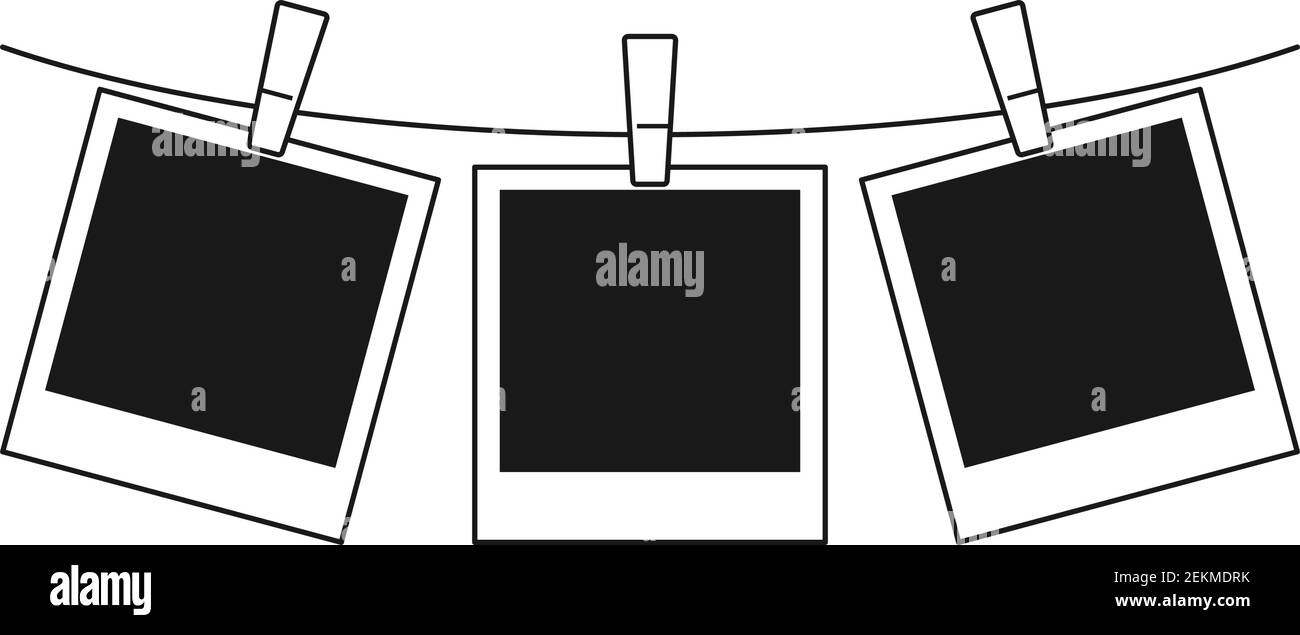 String of three instant film frames for photos in outline vector Stock ...