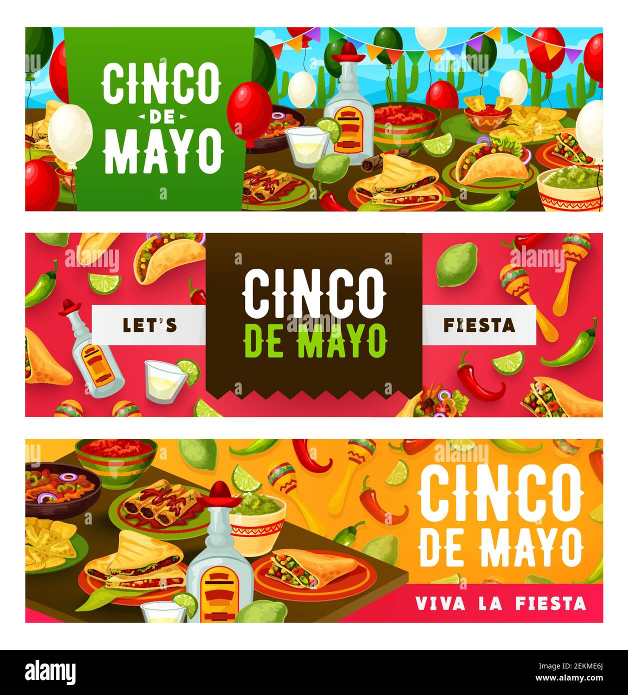 Mexican holiday Cinco de Mayo celebration food and drinks. Viva la ...