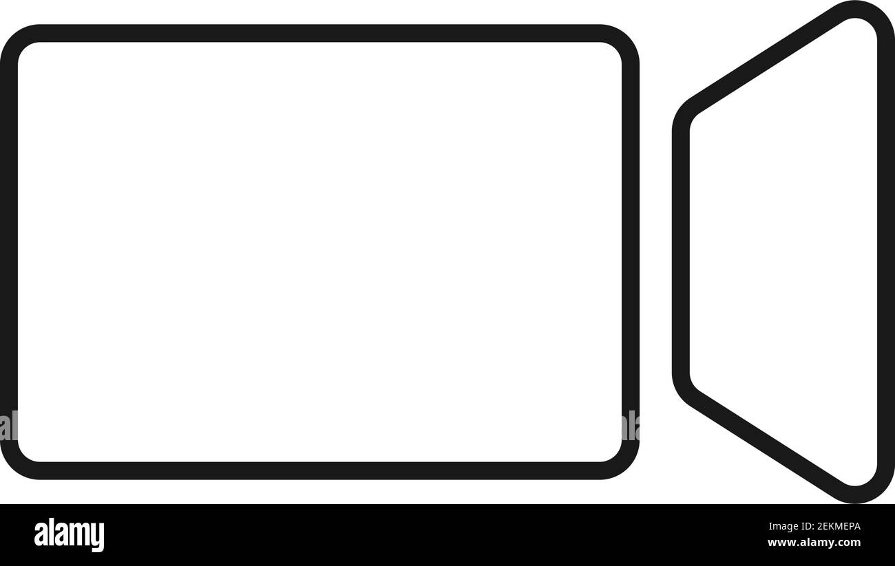 Video camera on symbol for video conferencing concept in outline vector ...