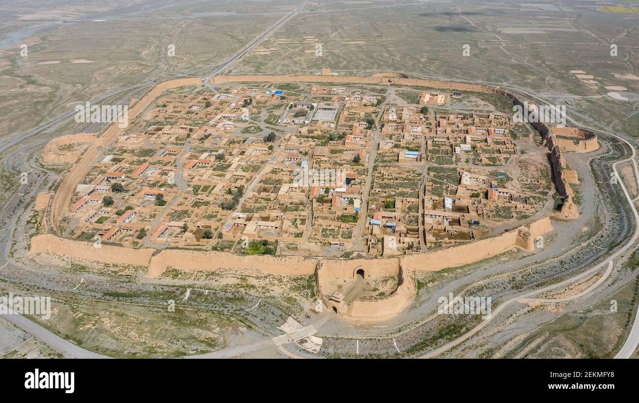 Undated aerial photo shows a view of the Yongtai ancient city in ...