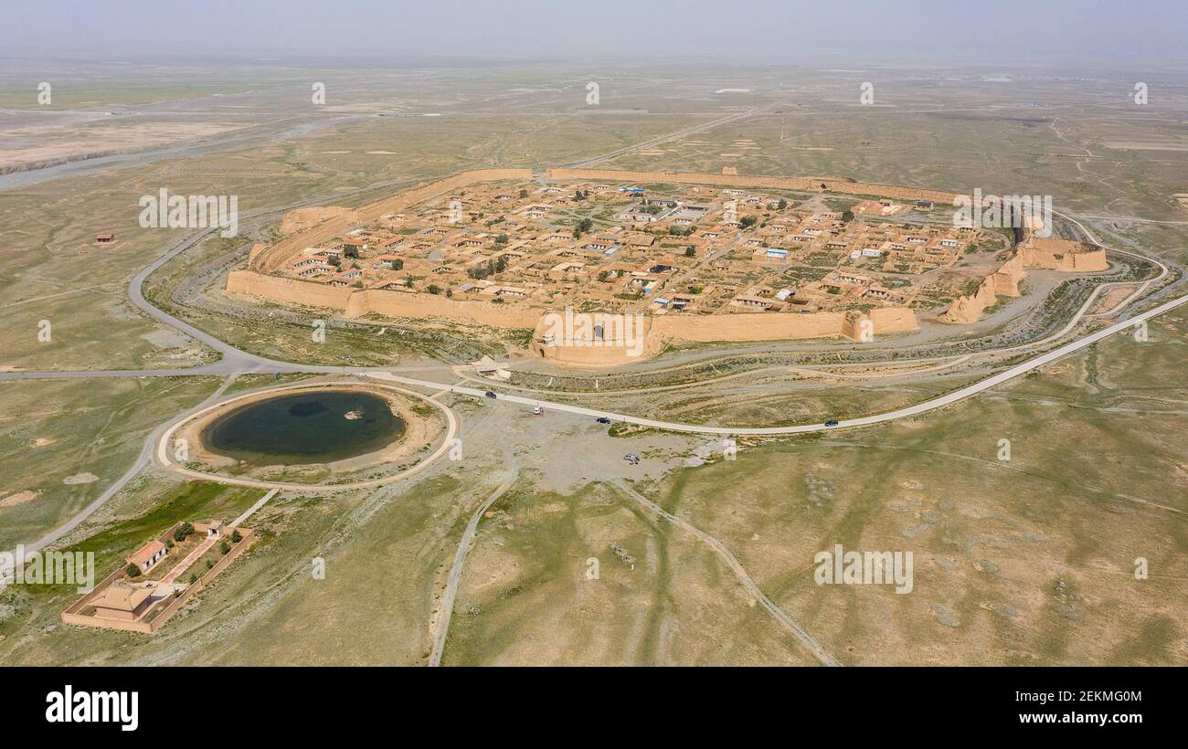 Undated aerial photo shows a view of the Yongtai ancient city in ...