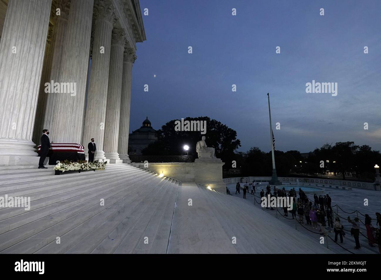 The flag-draped casket of Justice Ruth Bader Ginsburg lies in repose ...
