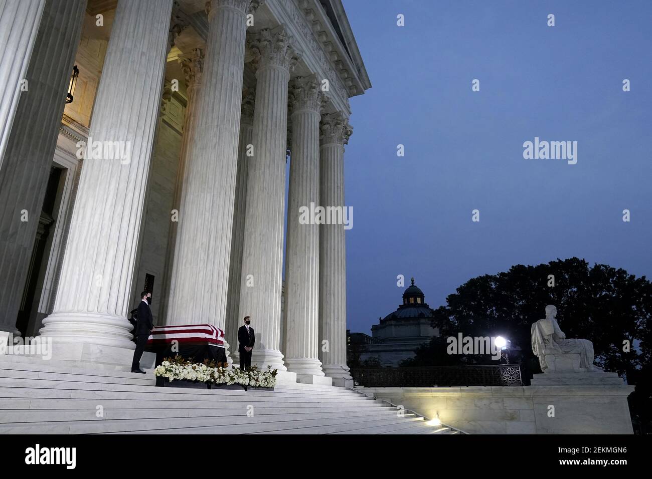 The flag-draped casket of Justice Ruth Bader Ginsburg lies in repose ...