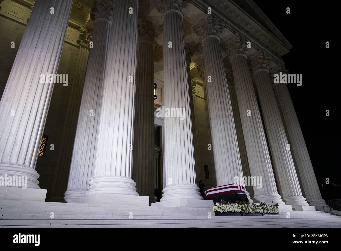 The flag-draped casket of Justice Ruth Bader Ginsburg lies in repose ...