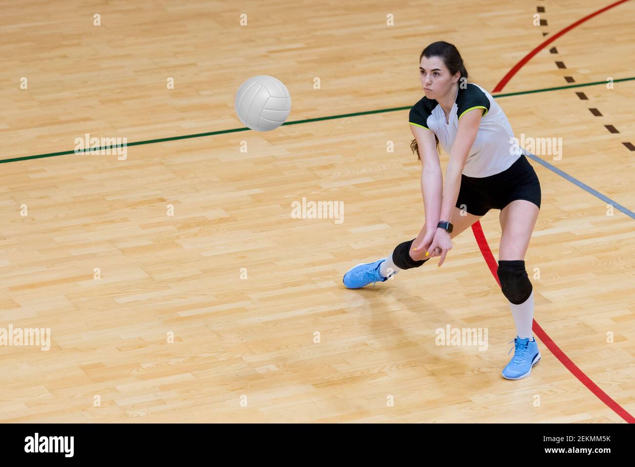 Upper View of Female Volleyball Player at Service. Team sport concept ...