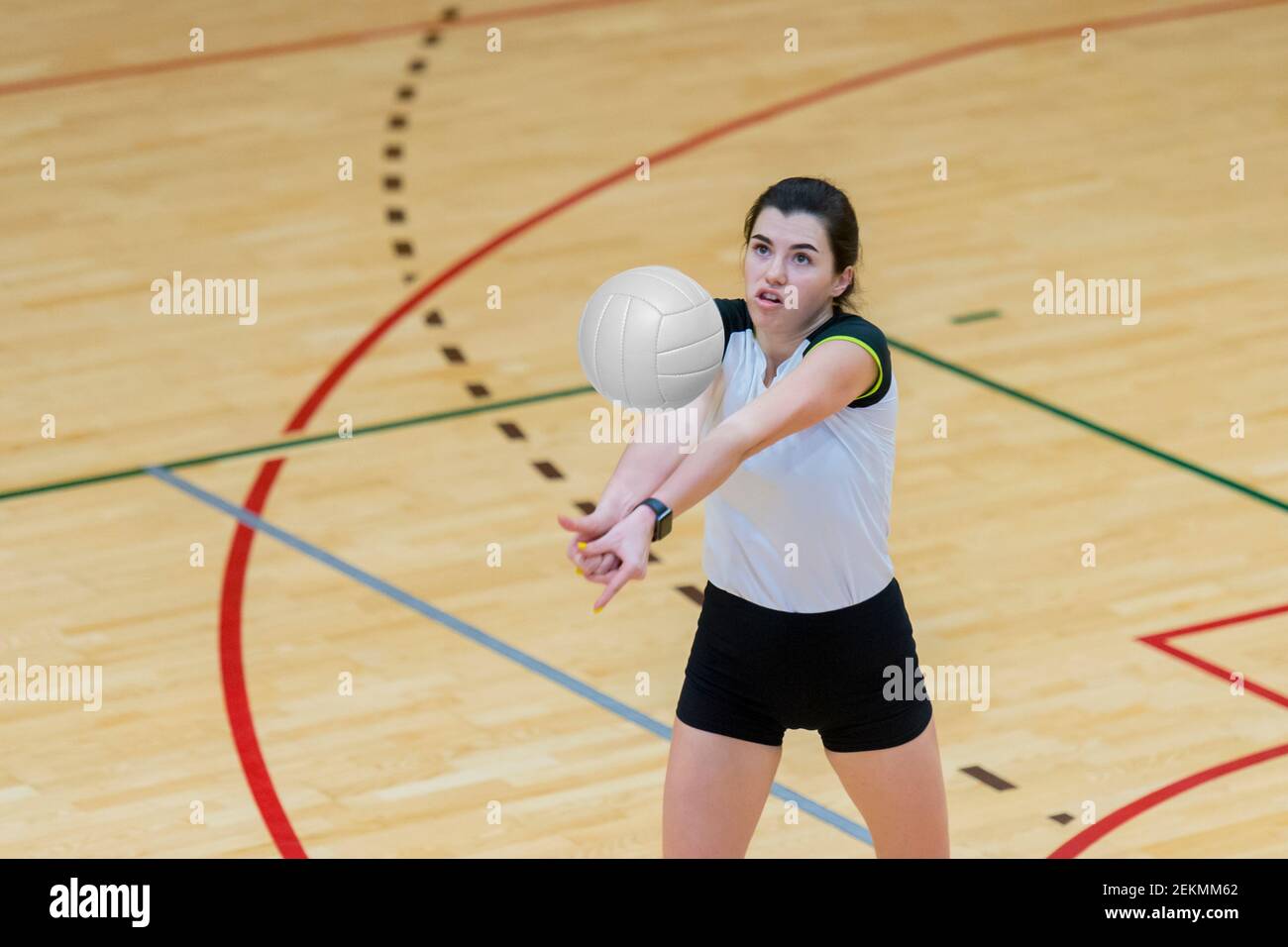 Upper View of Female Volleyball Player at Service. Team sport concept ...