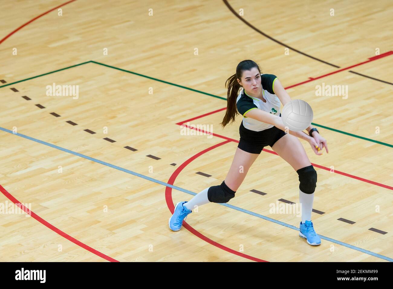 Upper View of Female Volleyball Player at Service. Team sport concept ...
