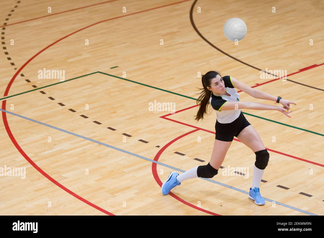 Upper View of Female Volleyball Player at Service. Team sport concept ...