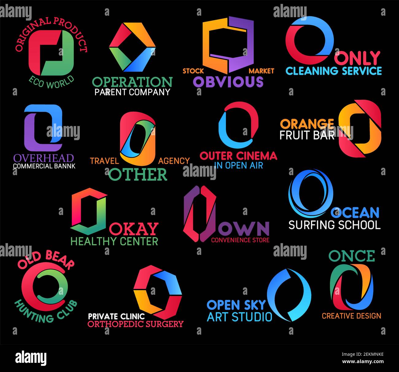 Corporate identity letter O icons of surfing sport school, health ...