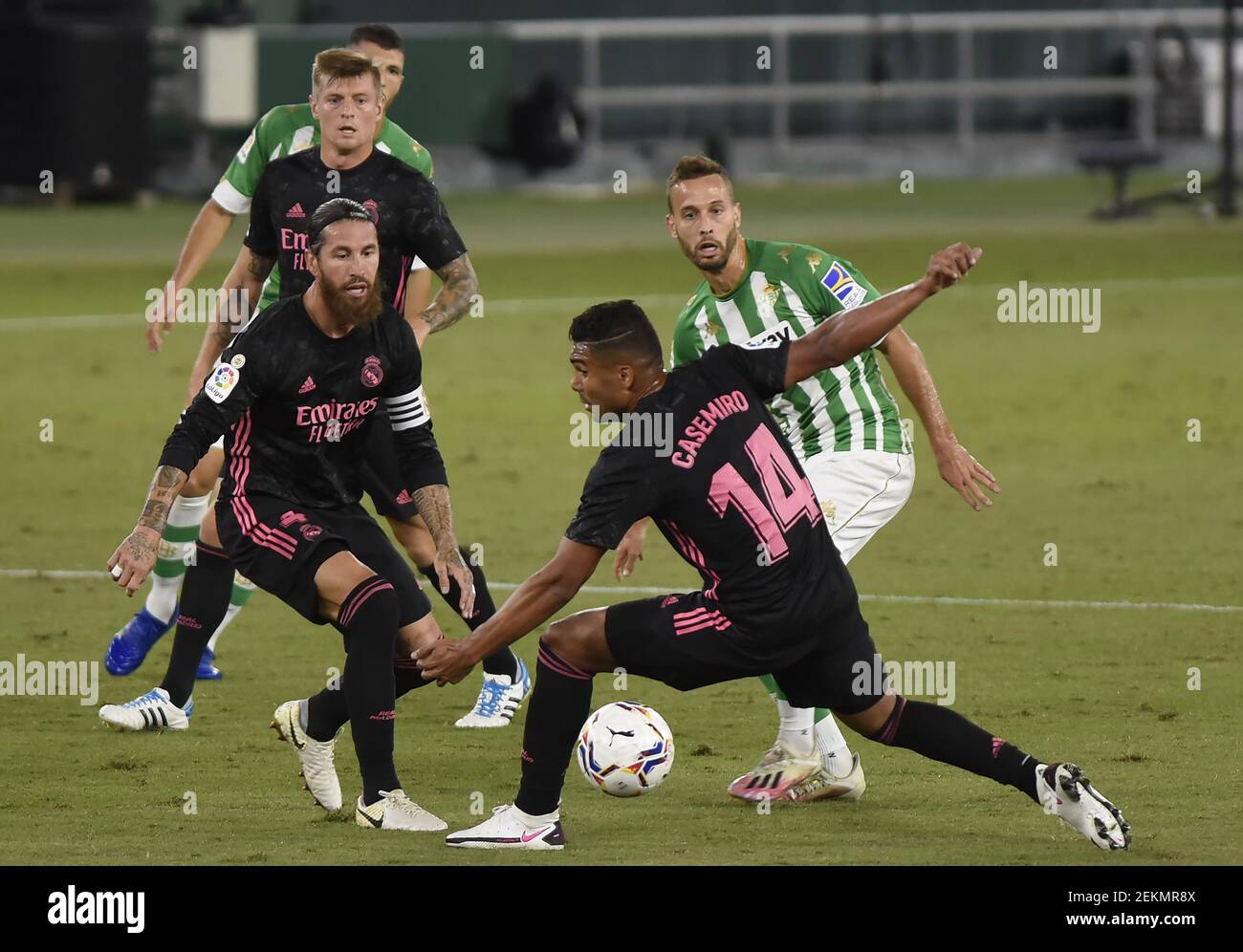 Casemiro, Sergio Ramos and Toni Kroos of Real Madrid and Sergio Canales ...