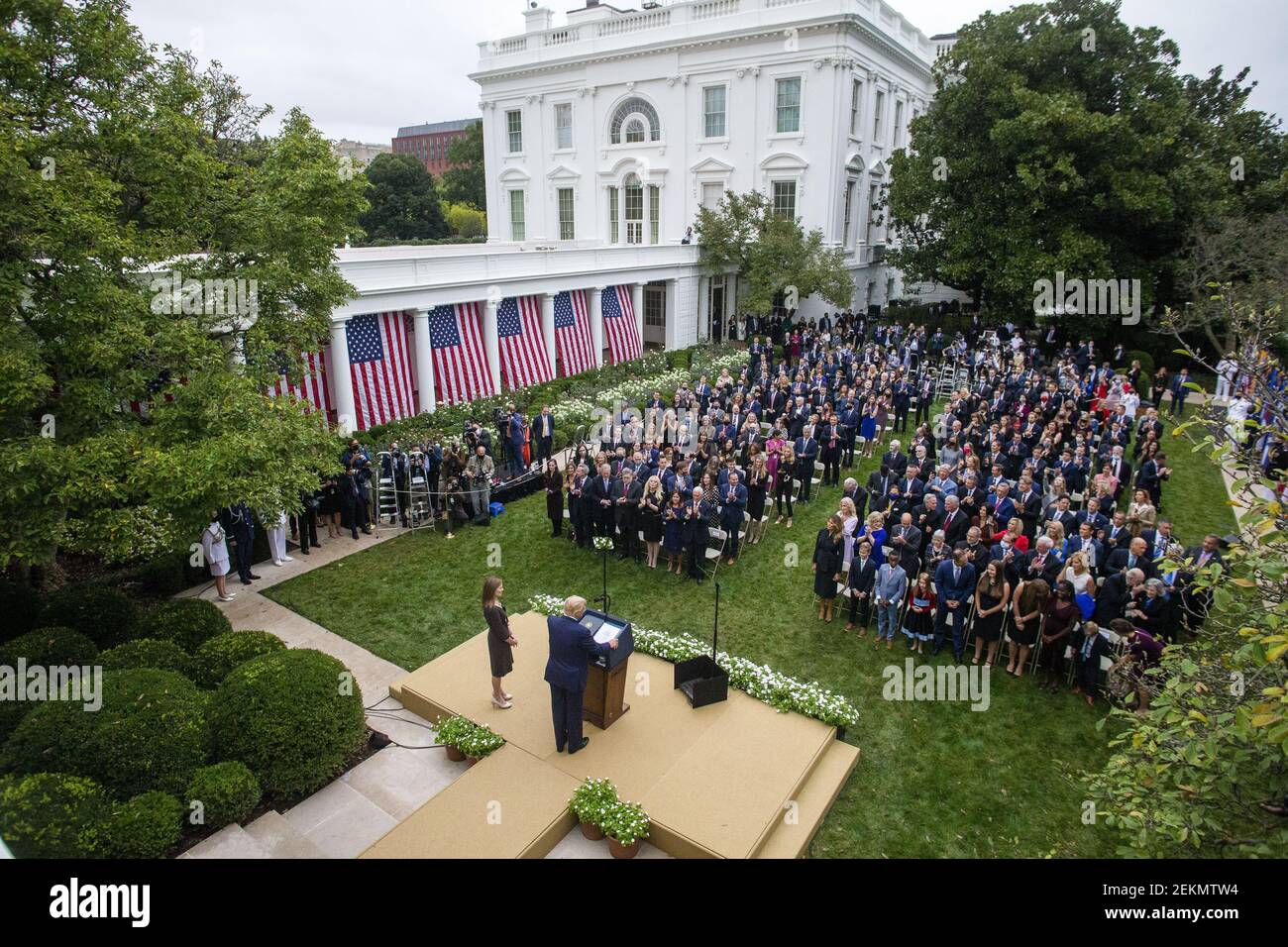 US President Donald J. Trump introduces Judge Amy Coney Barrett as his ...