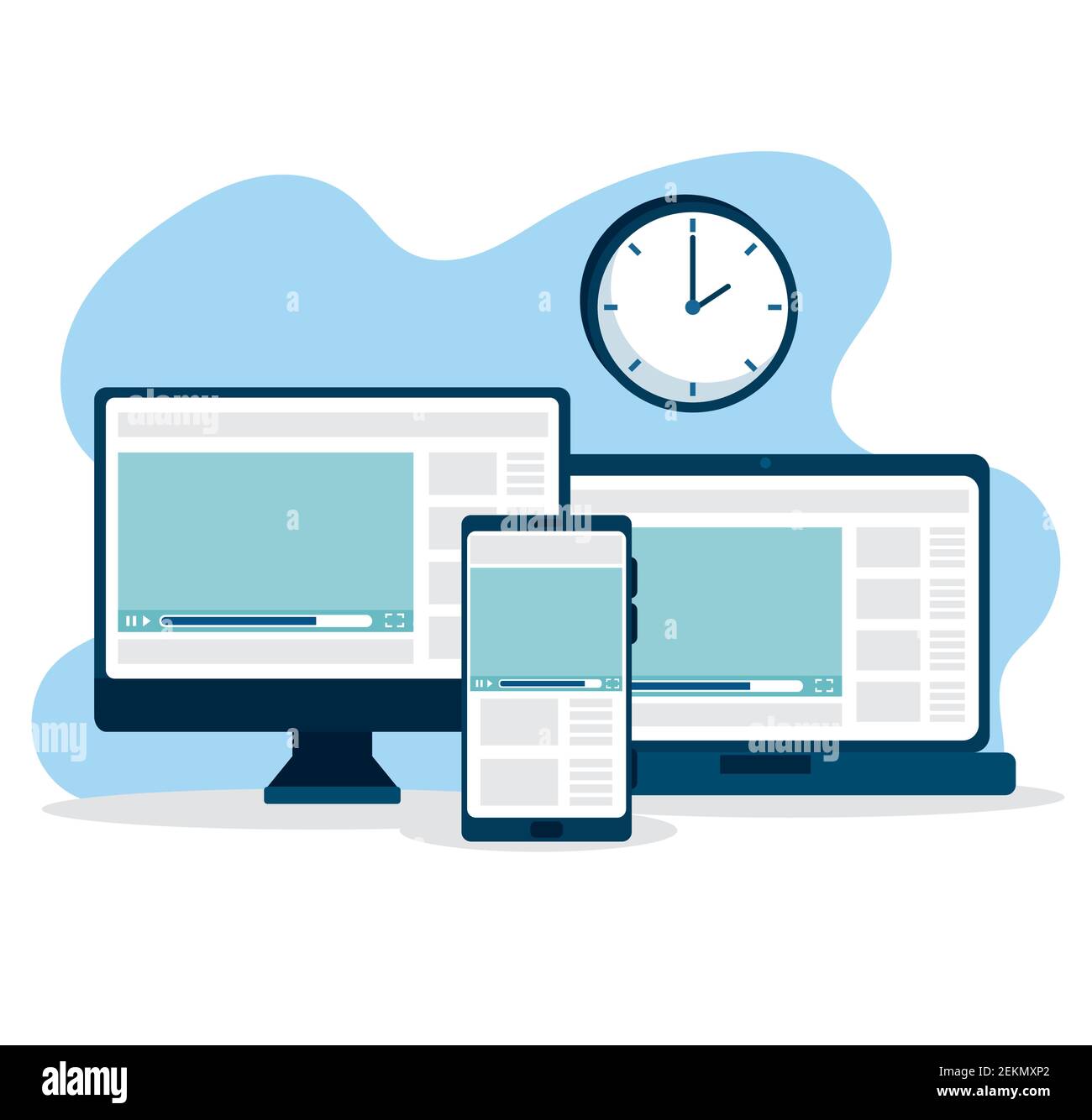 group of devices electronics and clock watch Stock Vector Image & Art ...