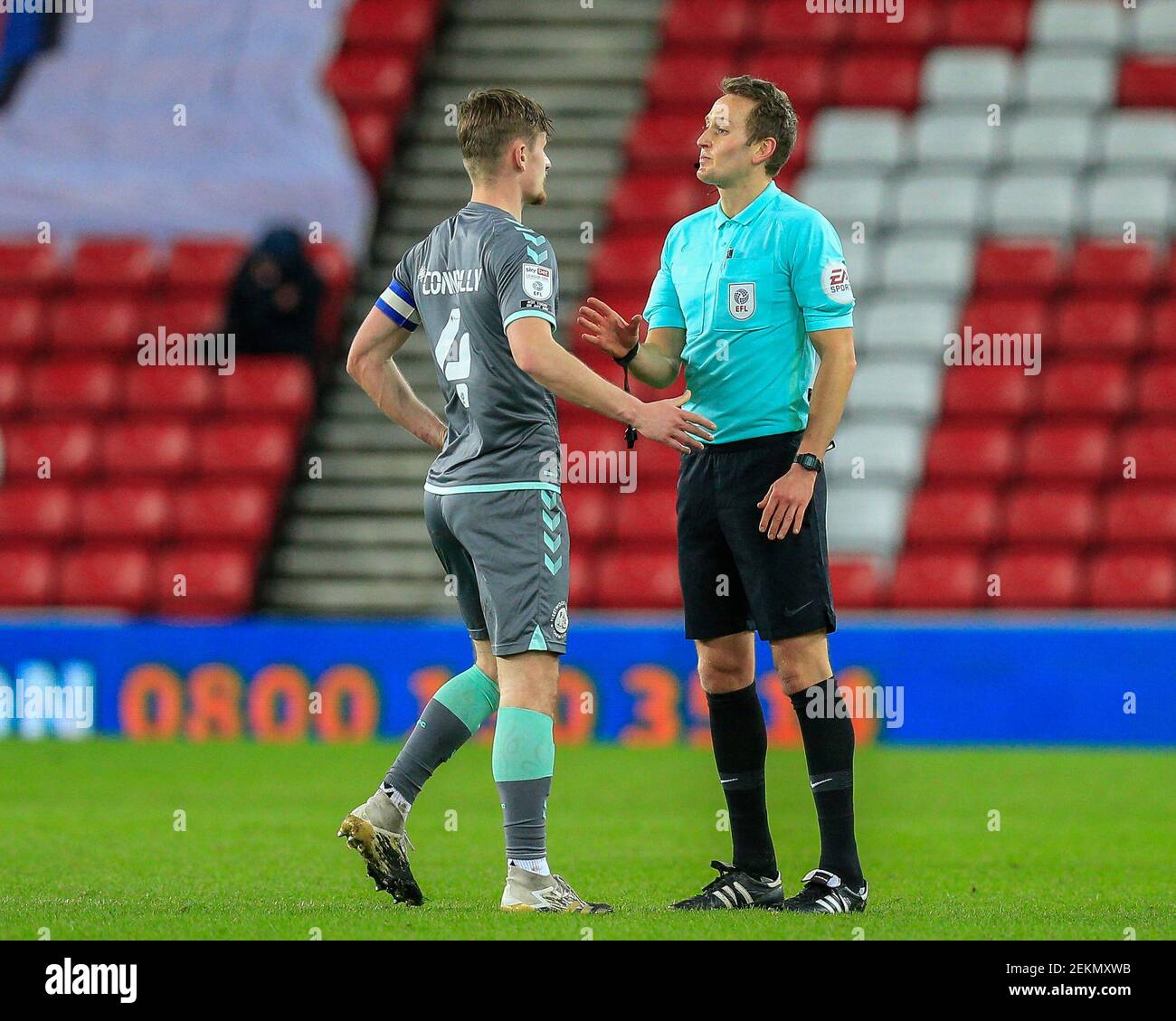 Sunderland, UK. 23rd Feb, 2021. Callum Connolly #4 of Fleetwood Town ...