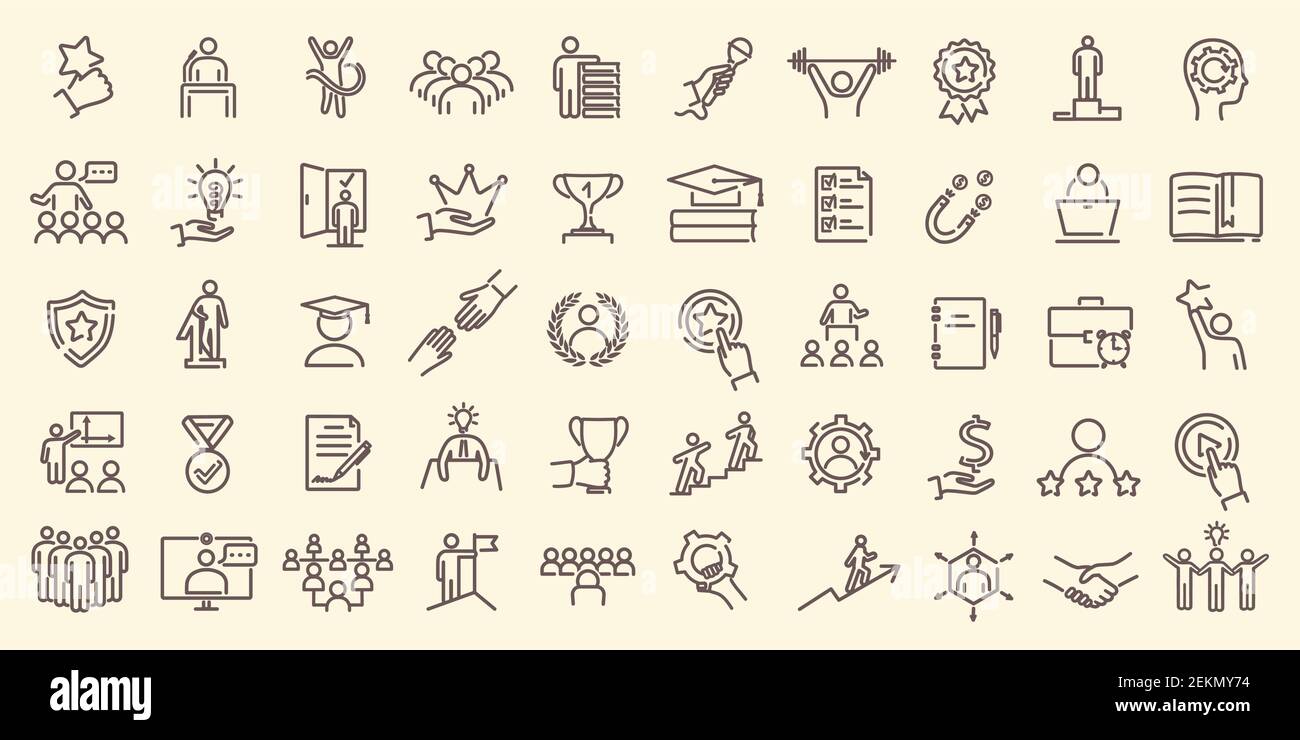 Skills, empowerment leadership development icons Stock Vector Image ...