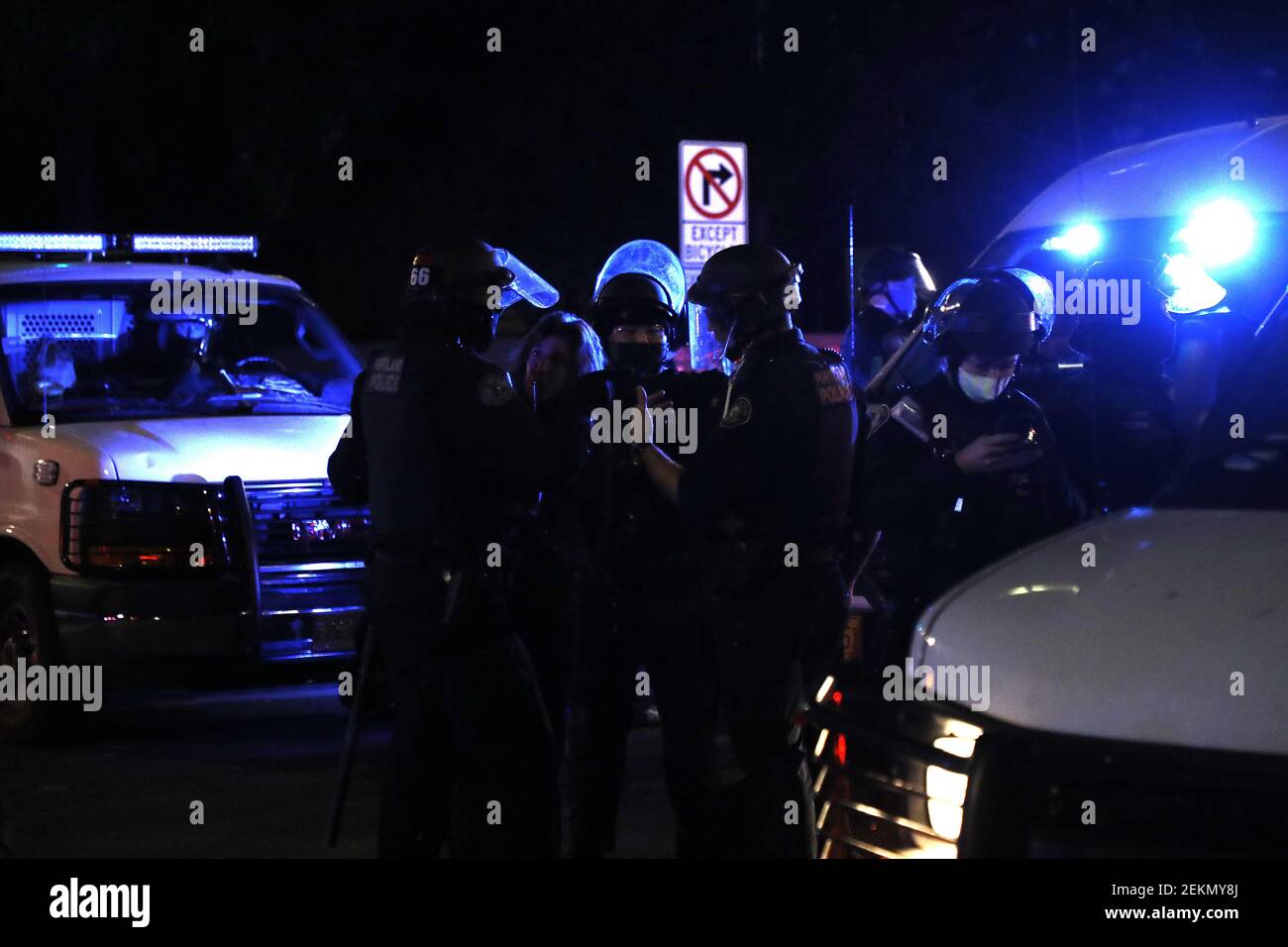 Police descend on protesters in fornt of the Police Bureau North ...