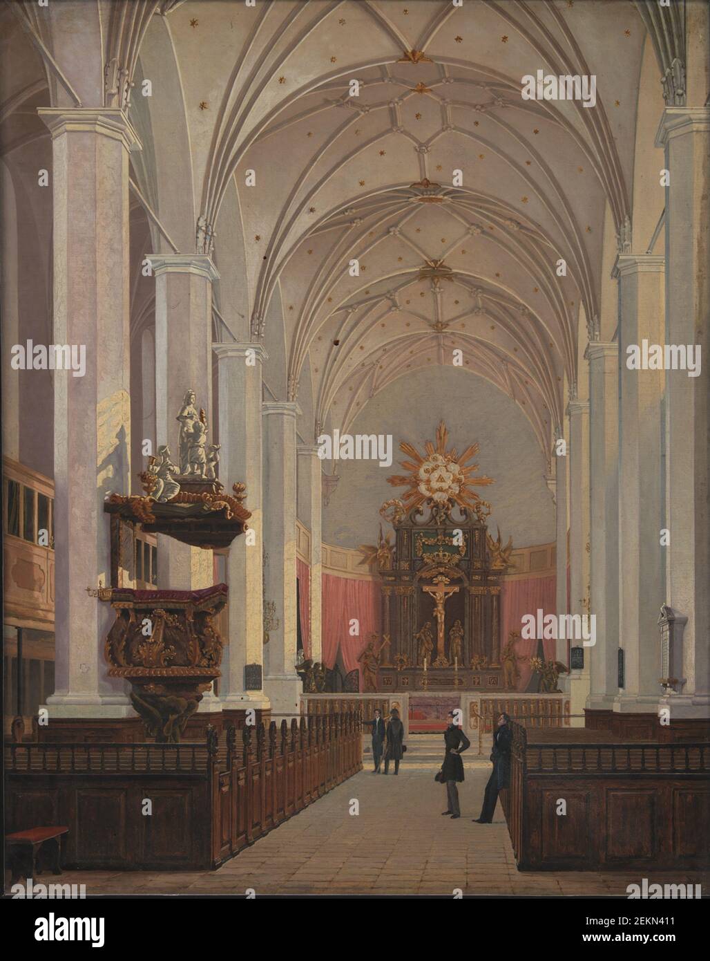 C.O. Zeuthen (1812-1890), the interior of Trinitatis church, 1838 Stock ...