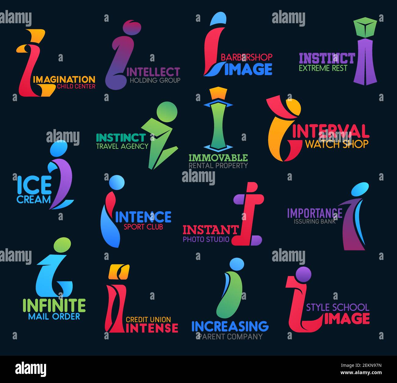 Letter I corporate identity and business company icons. Vector I ...