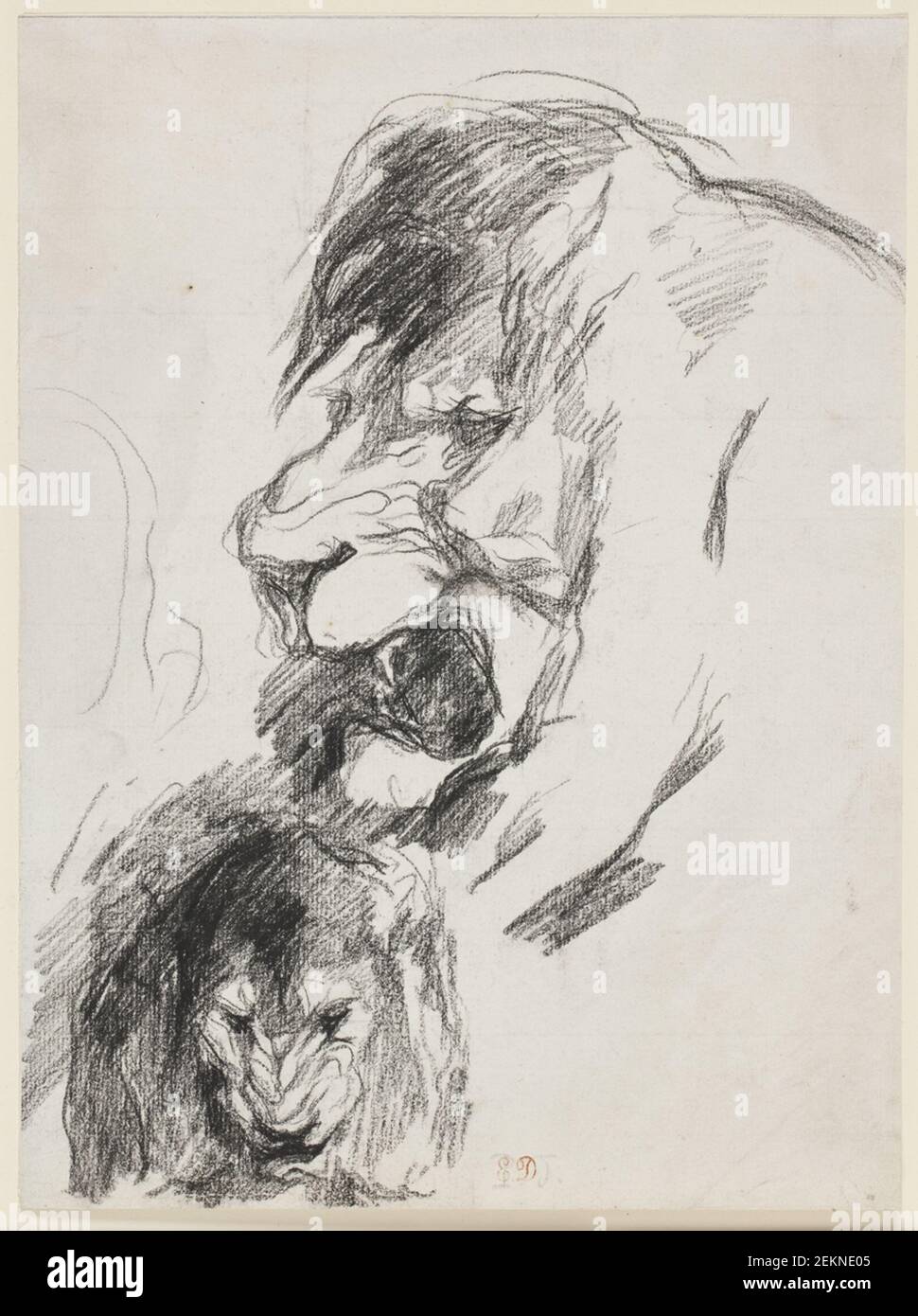 Pierre Andrieu (1821-1892), Study blade with two Hanløveheads, F.O. in ...