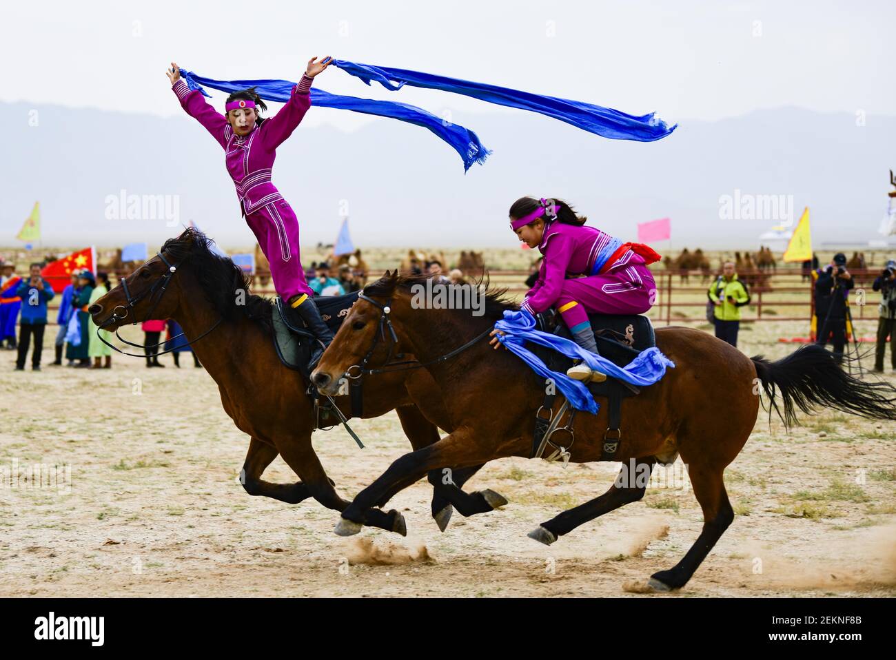 BAYANNUR, CHINA - SEPTEMBER 30, 2020 - Performers perform an equestrian ...