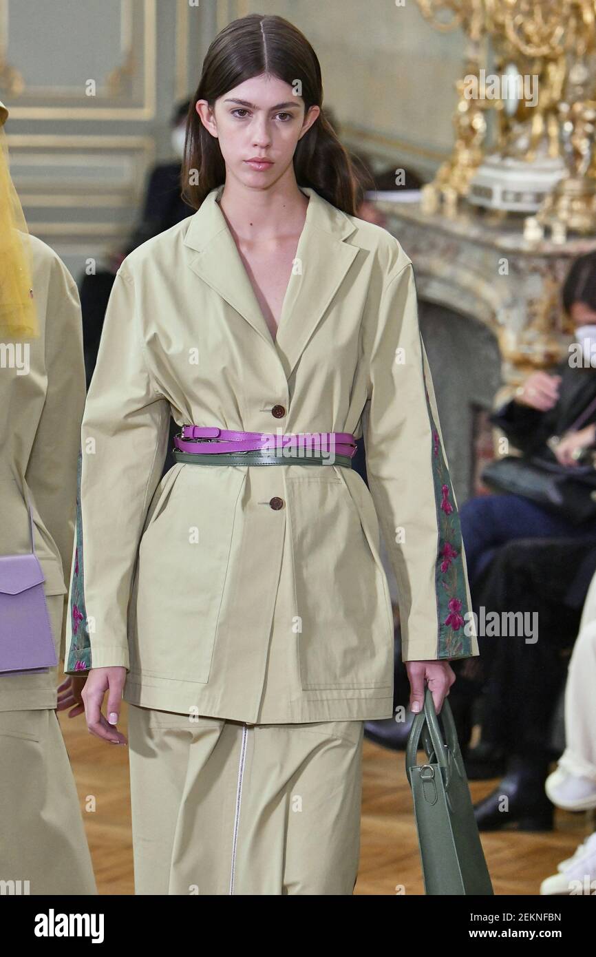 Model walks on the runway during the Victoria Thomas womenswear show ...