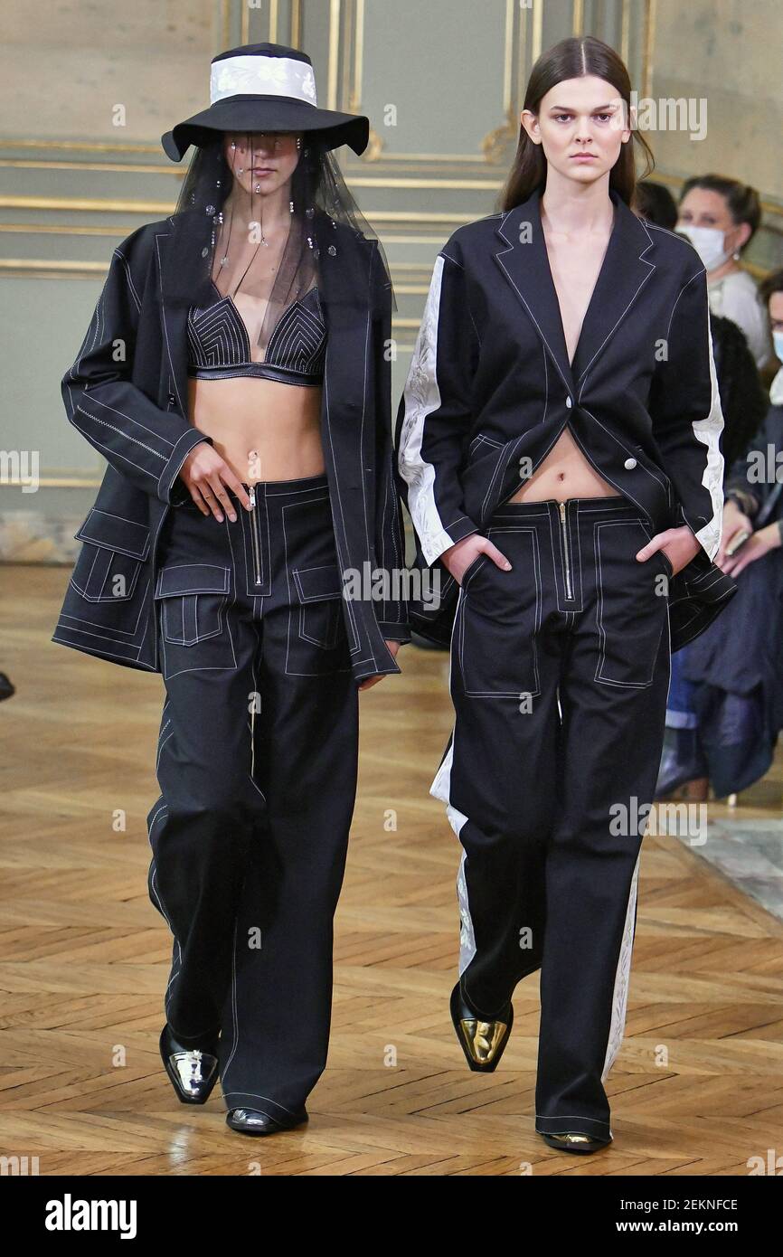 Model walks on the runway during the Victoria Thomas womenswear show ...