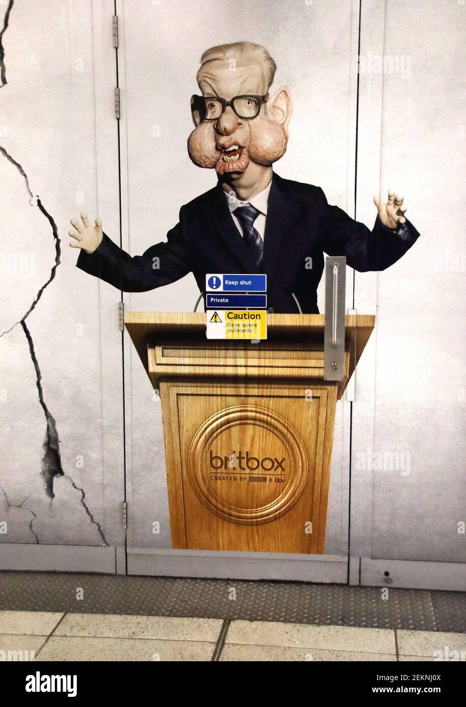 Minister Michael Gove is pictured in this panel. Caricatures of ...