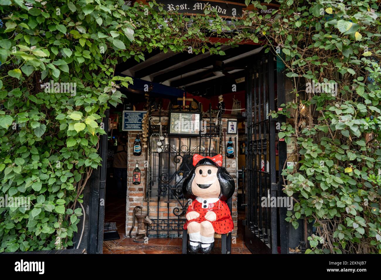 Mafalda character sits at the doorway of the famous Mafalda restaurant ...