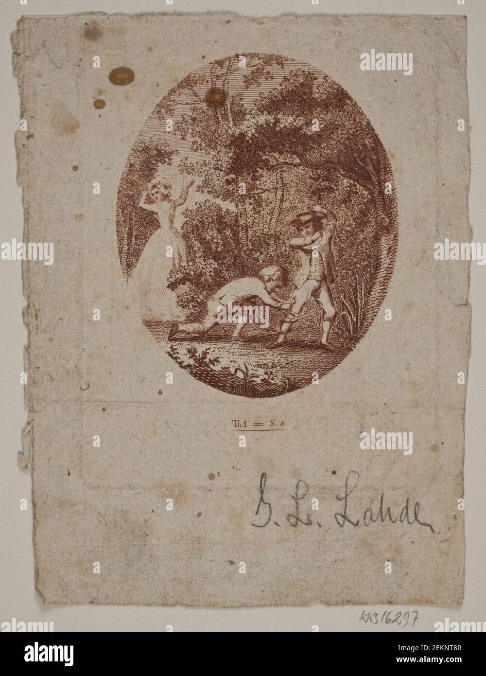 Gerhard Ludvig Lahde (1765-1833), Oval Vignette with two boys and a ...