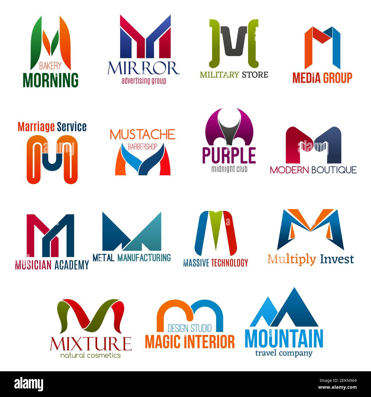 Corporate identity letter M business icons. Vector bakery and ...