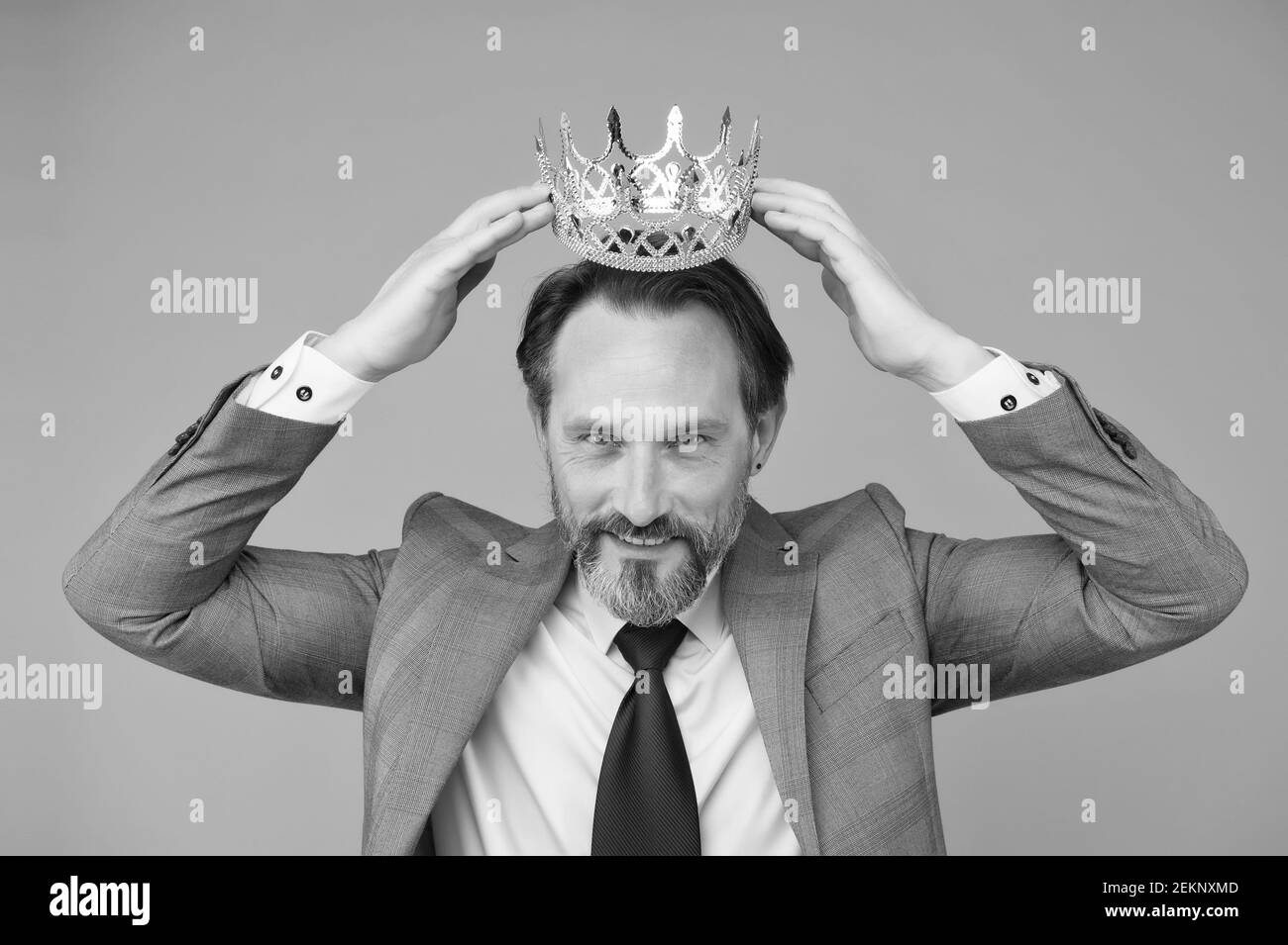 Winner handsome man actor artist scientist with crown, respectful ...