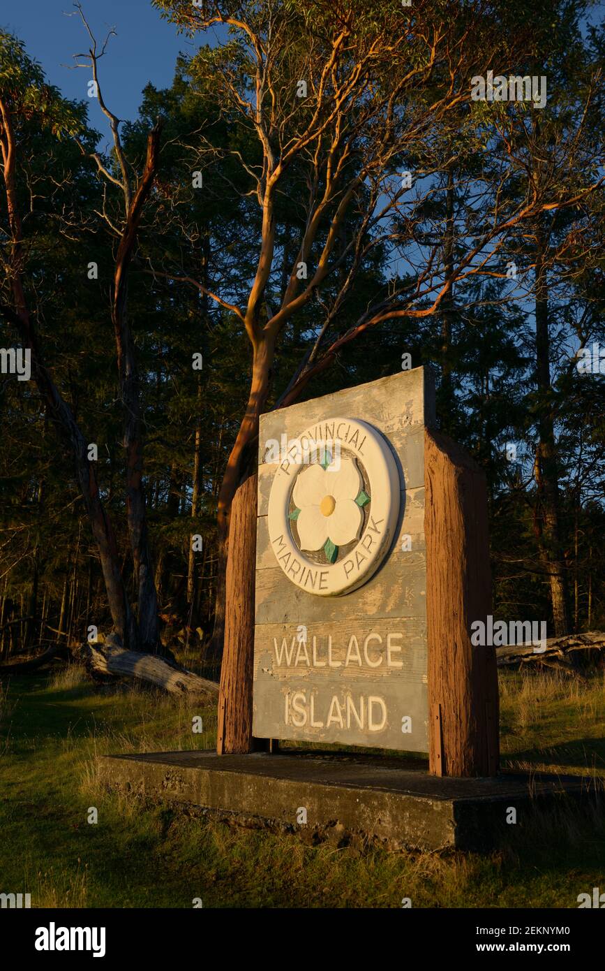 Wallace Island Provincial Marine Park sign, Wallace Island, Gulf ...