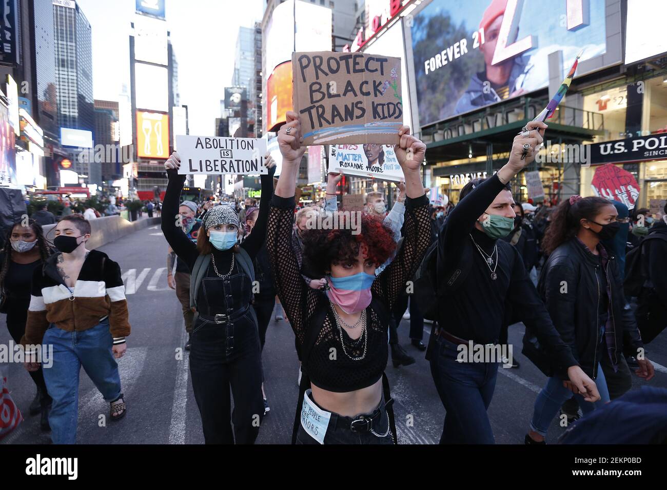 Demonstrators gather in Times Square to demonstrate against the ...