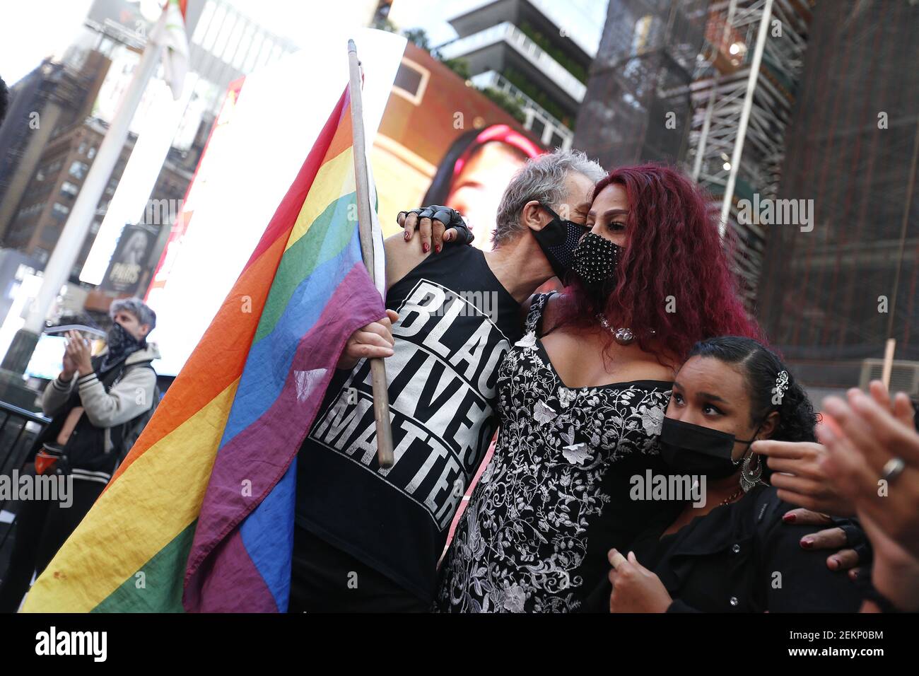 Demonstrators gather in Times Square to demonstrate against the ...