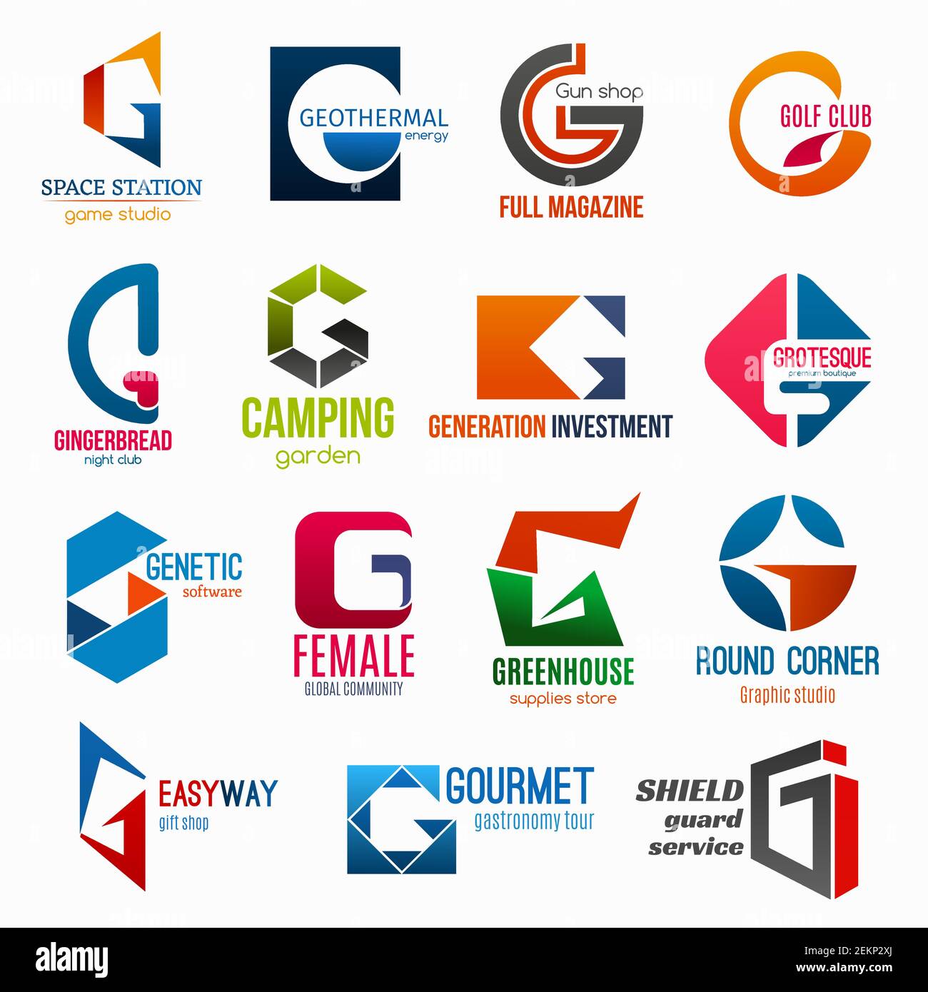 Corporate identity letter G business icons. Vector gaming and energy ...