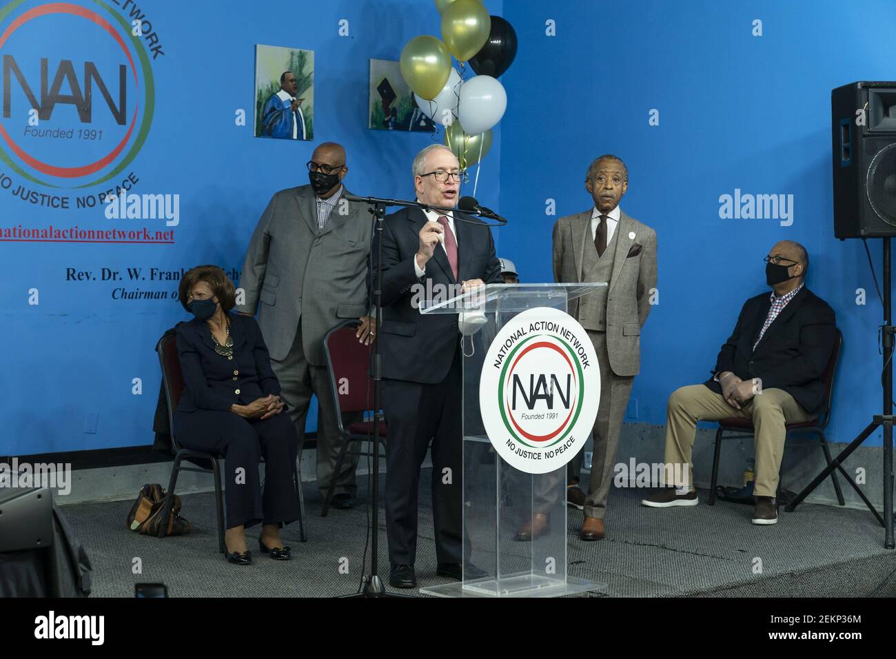 NYC comptroller Scott Stringer speaks during Reverend Al Sharpton ...