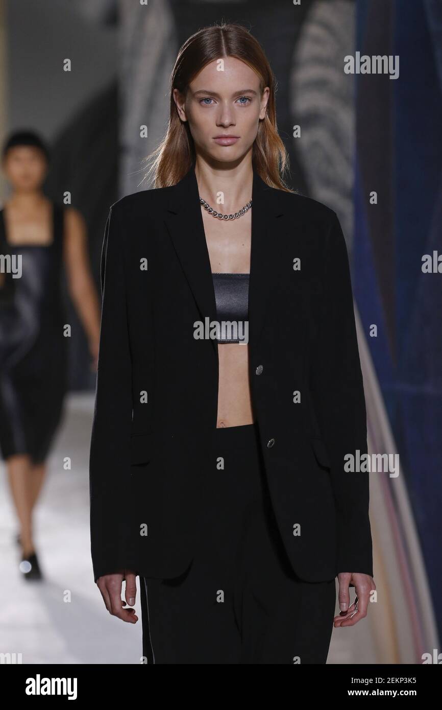 Model walks on the runway during the Hermes womenswear show at Tennis ...