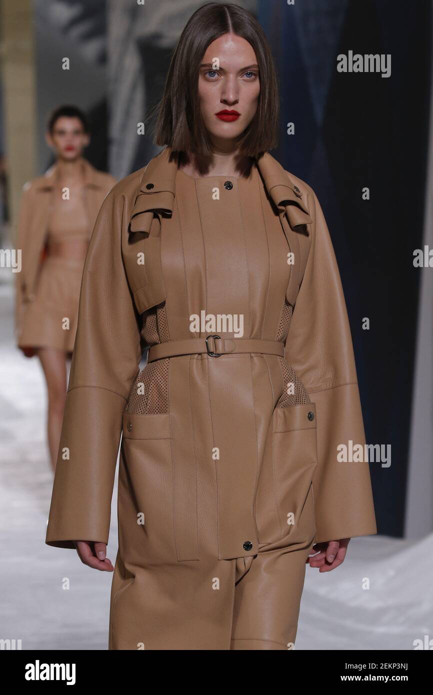 Model walks on the runway during the Hermes womenswear show at Tennis ...