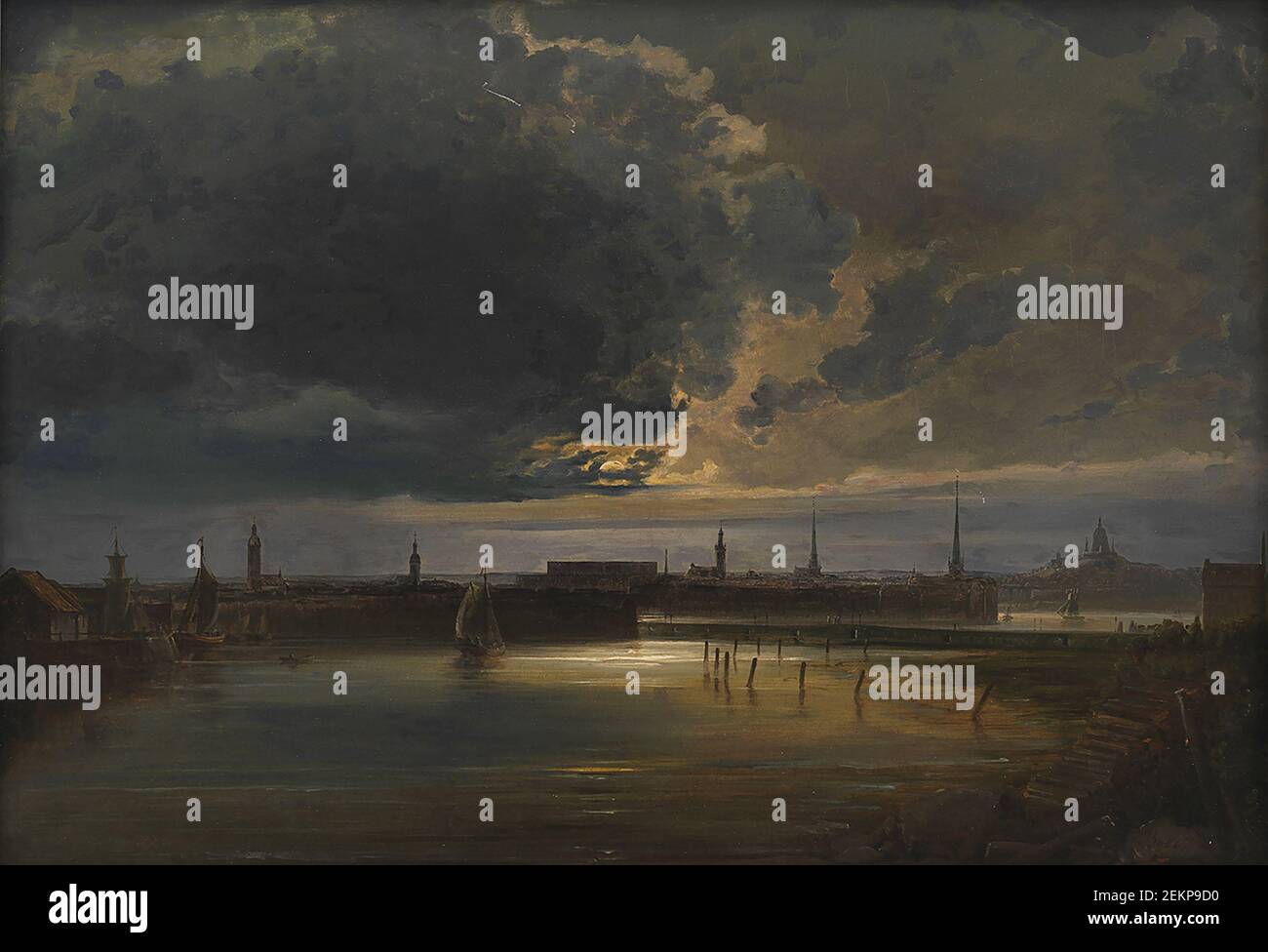 Peder Balke (1804-1887), Stockholm in Monitoreskin, Circa 1845-49 Stock ...