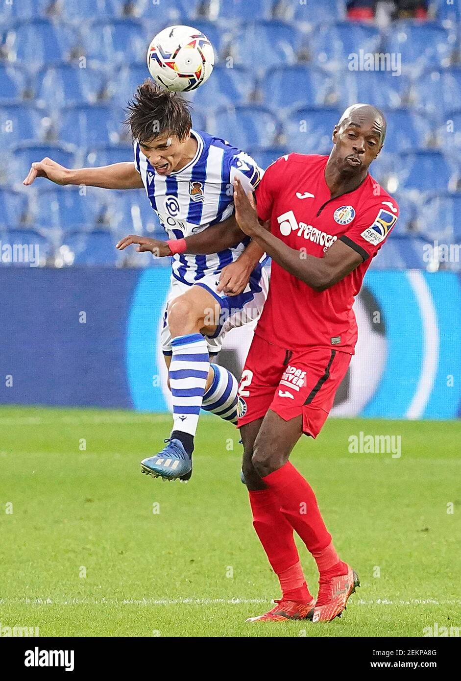 Real Sociedad's Robin Le Normand (l) and Getafe CF's Allan Nyom during ...