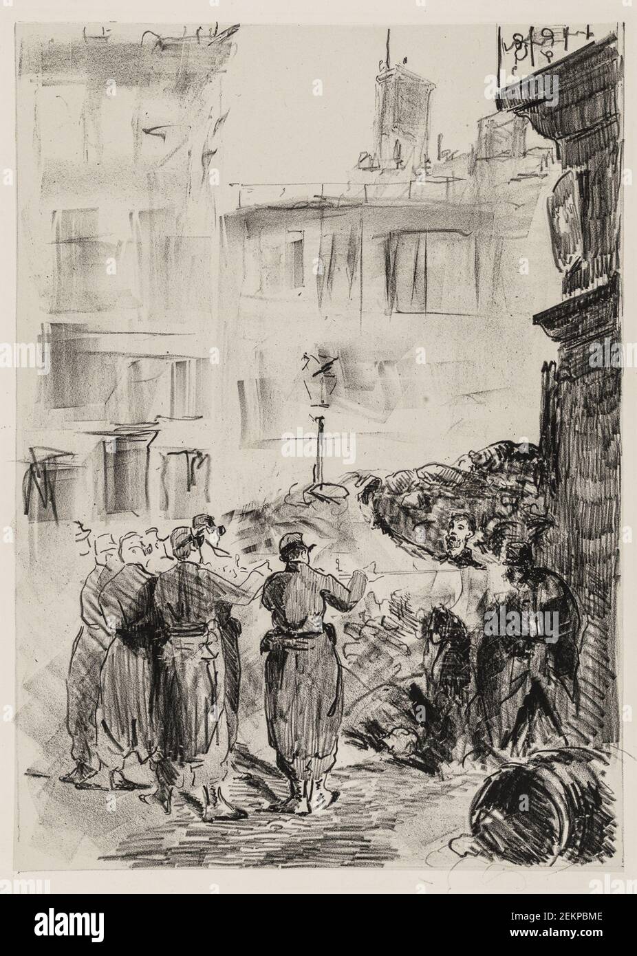 Edouard Manet (1832-1883), the barricade. Scene of the municipality of ...