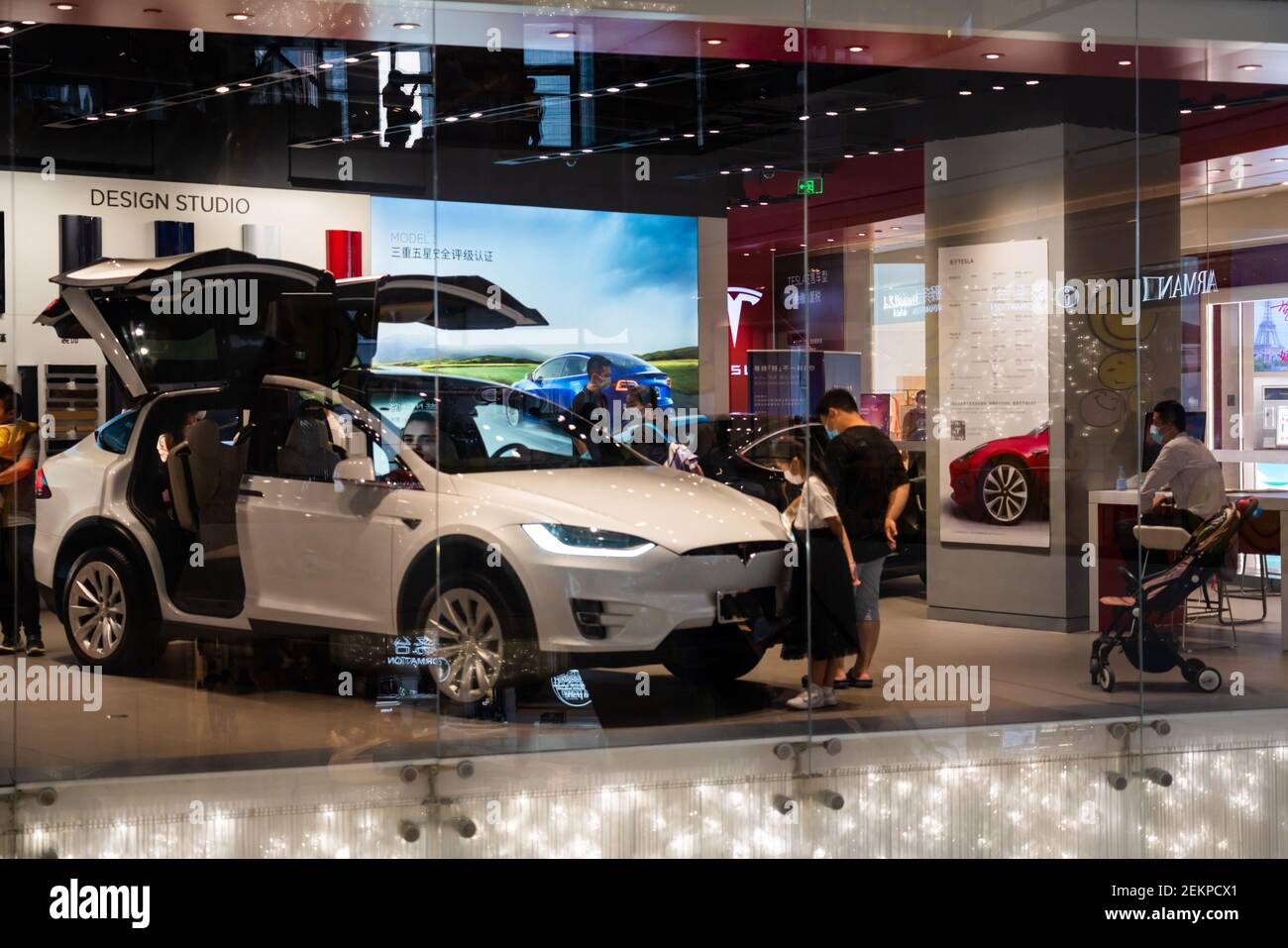 Tesla Model X electric vehicle seen at their showroom. (Photo by Alex ...