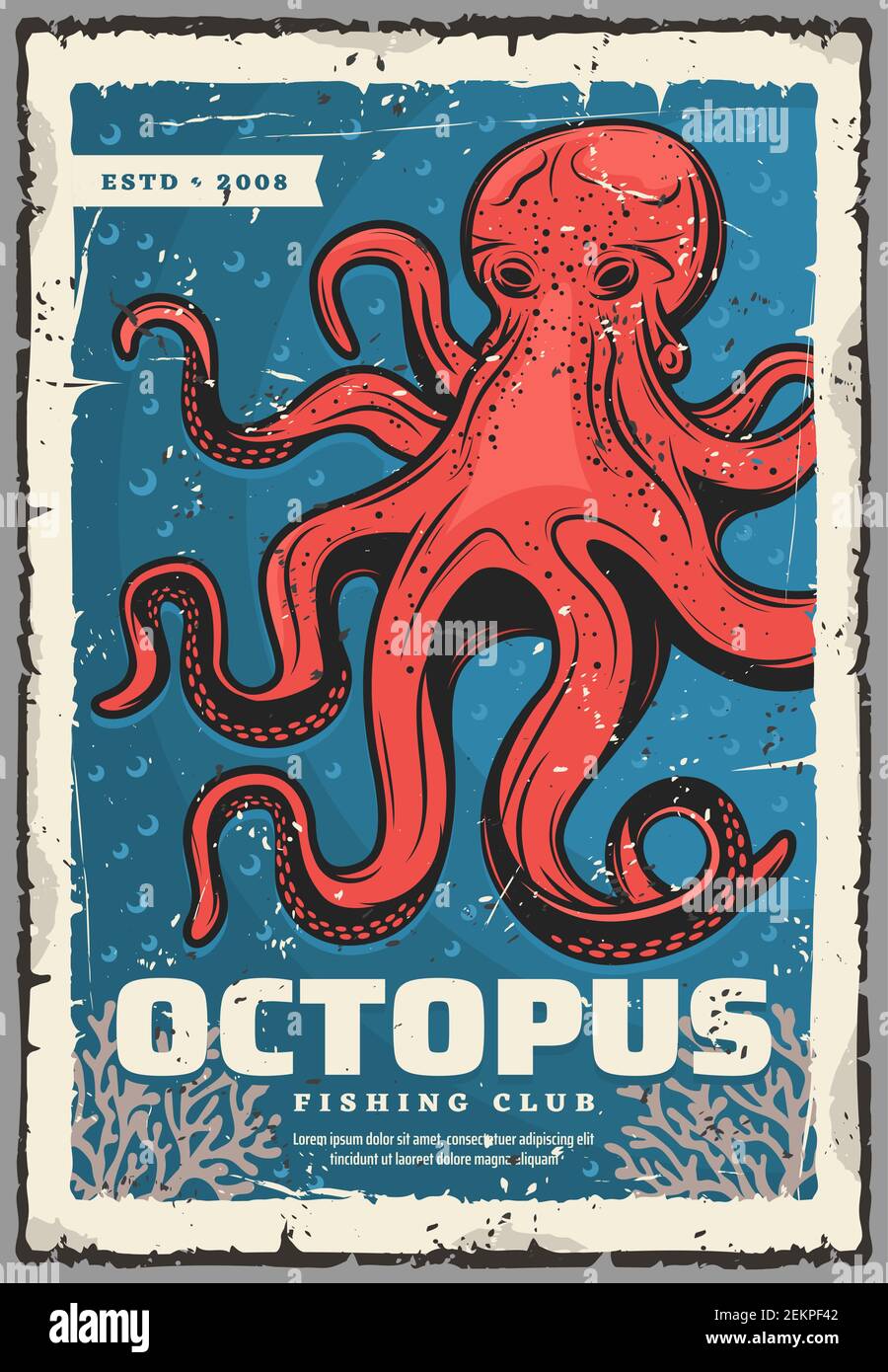 Red octopus, underwater animal. Vector animal with tentacles, sea ...